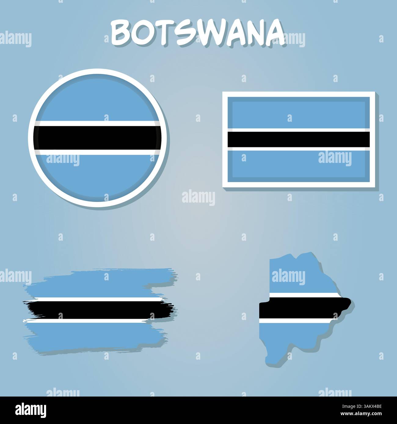 Vector of Botswana country outline silhouette with flag set Stock ...