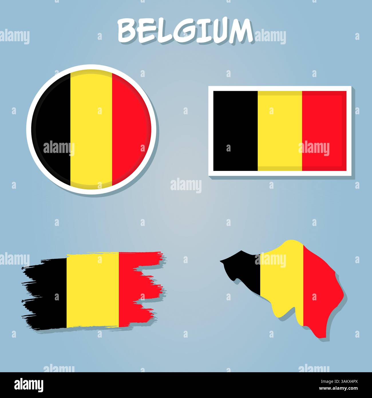 Colorful flag, map pointer and map of Belgium in the colors of the Belgian flag Stock Vector ...