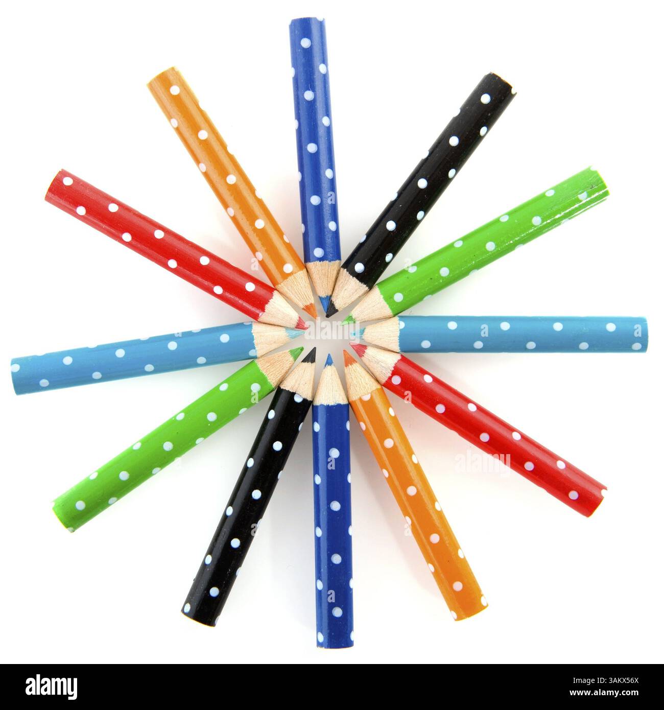 Cheerful spotted color pencils in a circle Stock Photo - Alamy