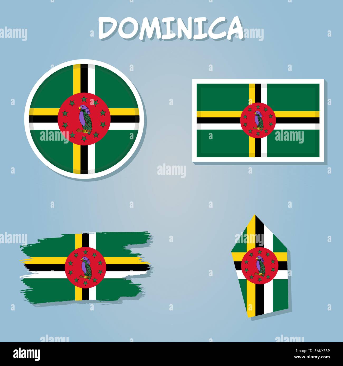 Dominica country flag inside country border map design suitable for a ...