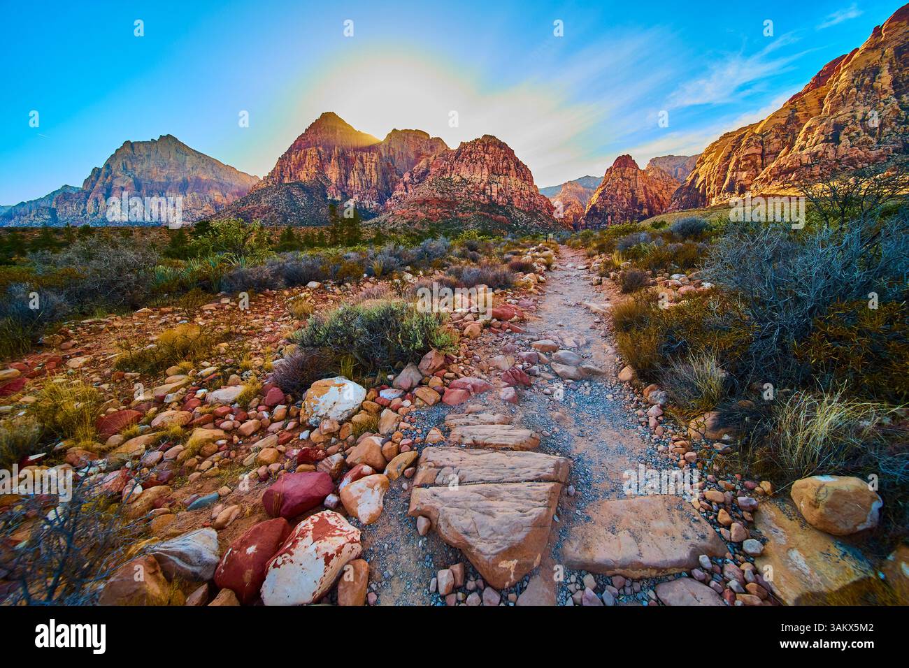 Red Rock Canyon Sunrise Pathway Eye Level Perspective Stock Photo - Alamy