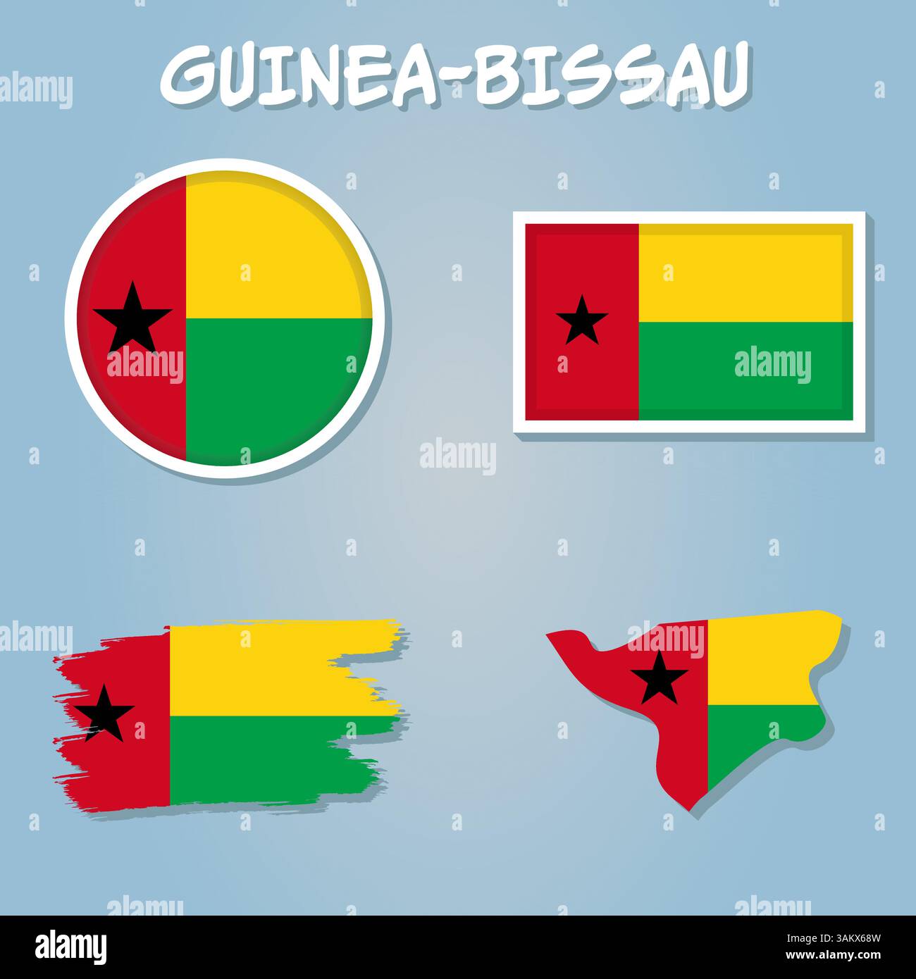 Guinea-Bissau Map Flag, map of the Republic of Guinea-Bissau with the ...