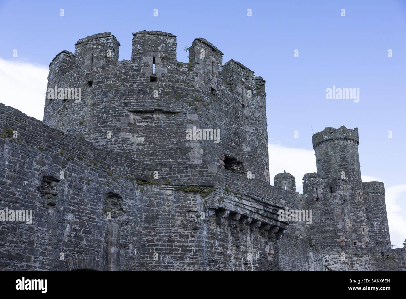 Conwy Castle, castle wall and towers, Conwy, Wales, Great Britain Stock ...