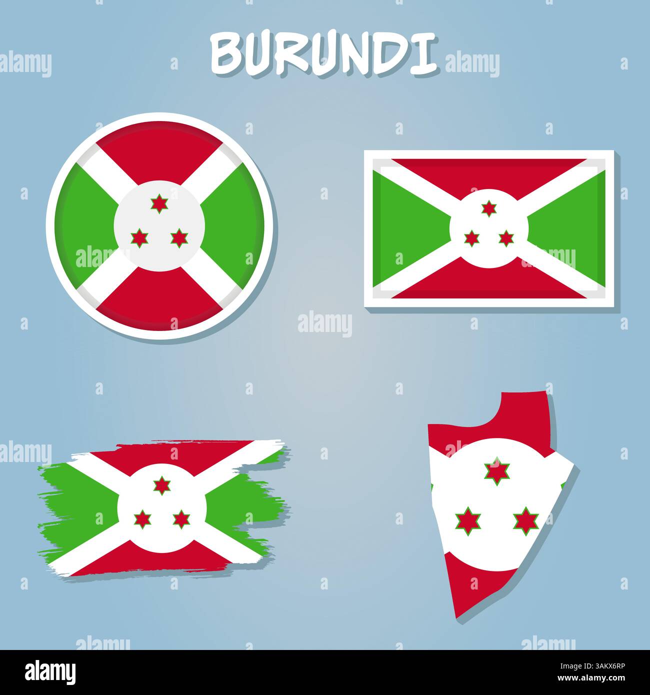 Vector of Burundi country outline silhouette with flag set Stock Vector ...