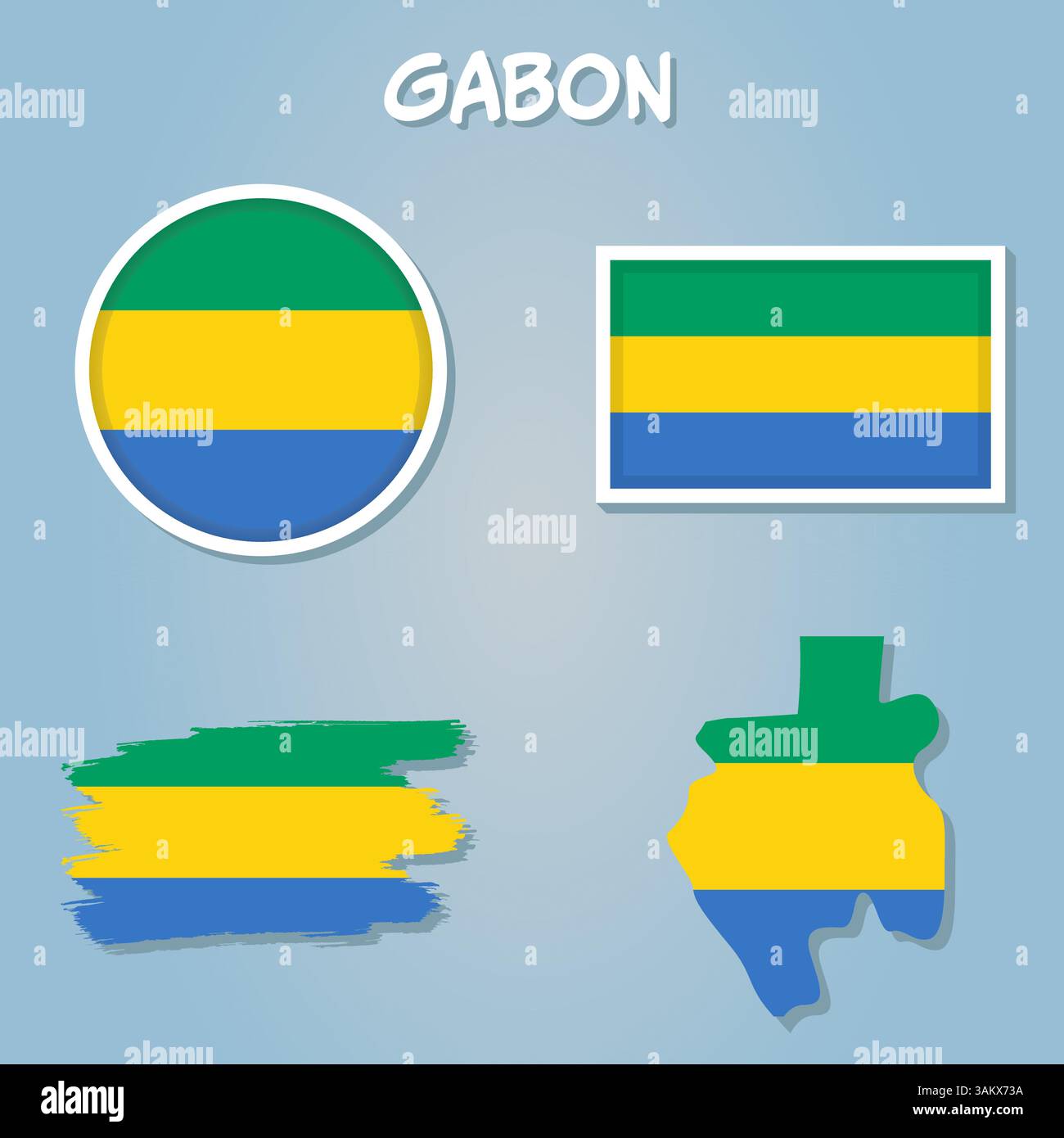 Vector of Gabon country outline silhouette with flag Stock Vector Image ...