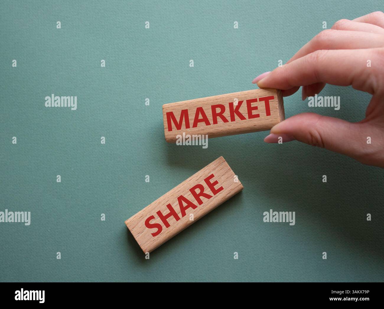 Market Share symbol. Wooden blocks with words Market Sharer. Beautiful ...
