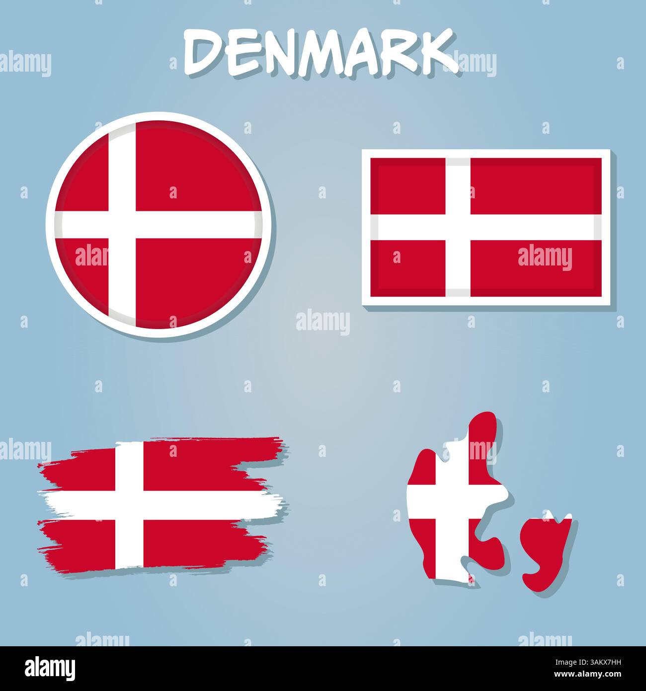 Colorful flag, map pointer and map of Denmark in the colors of the danish flag Stock Vector ...