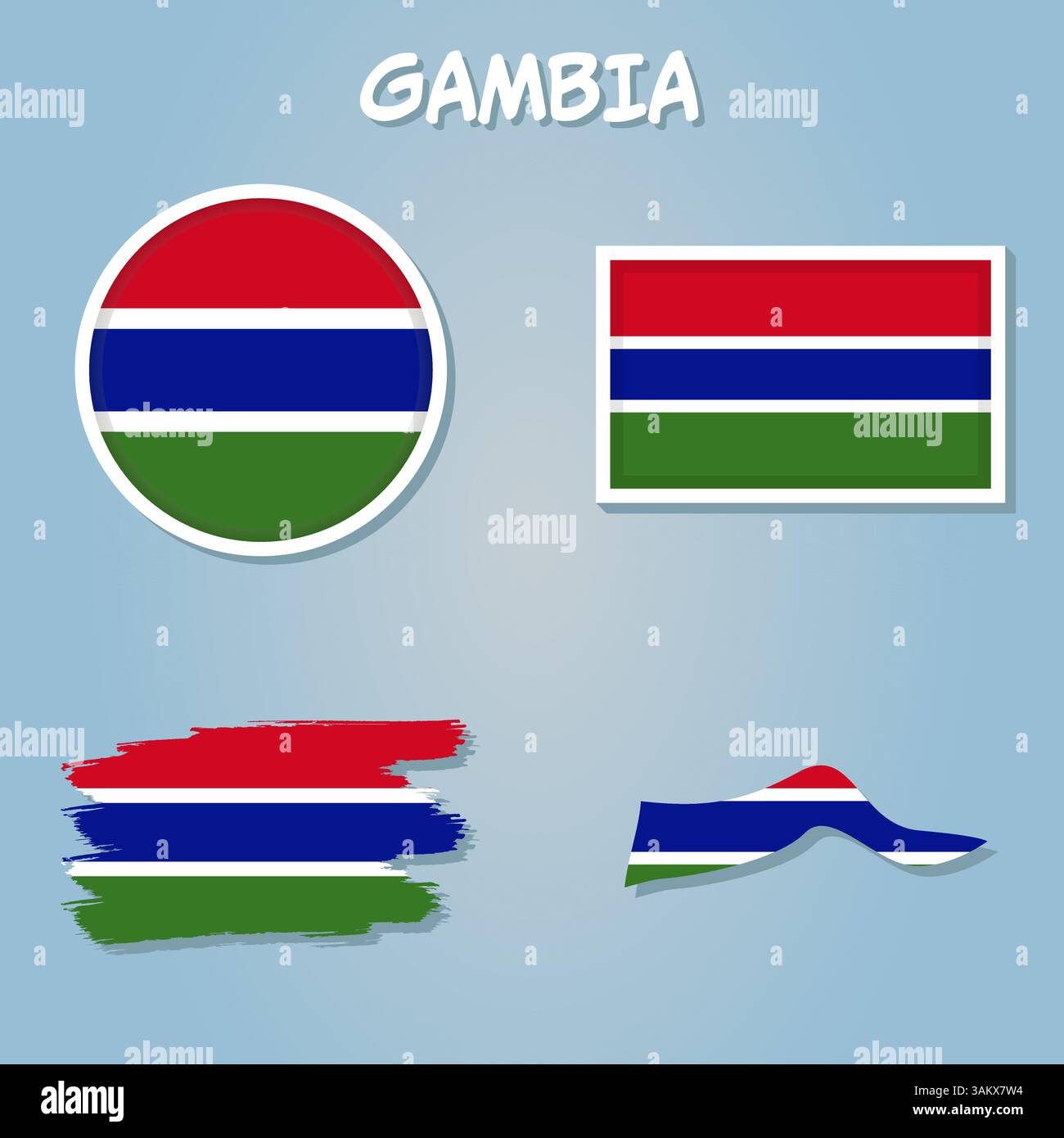 Africa with selected Gambia map and Gambia flag icon, vector map and ...