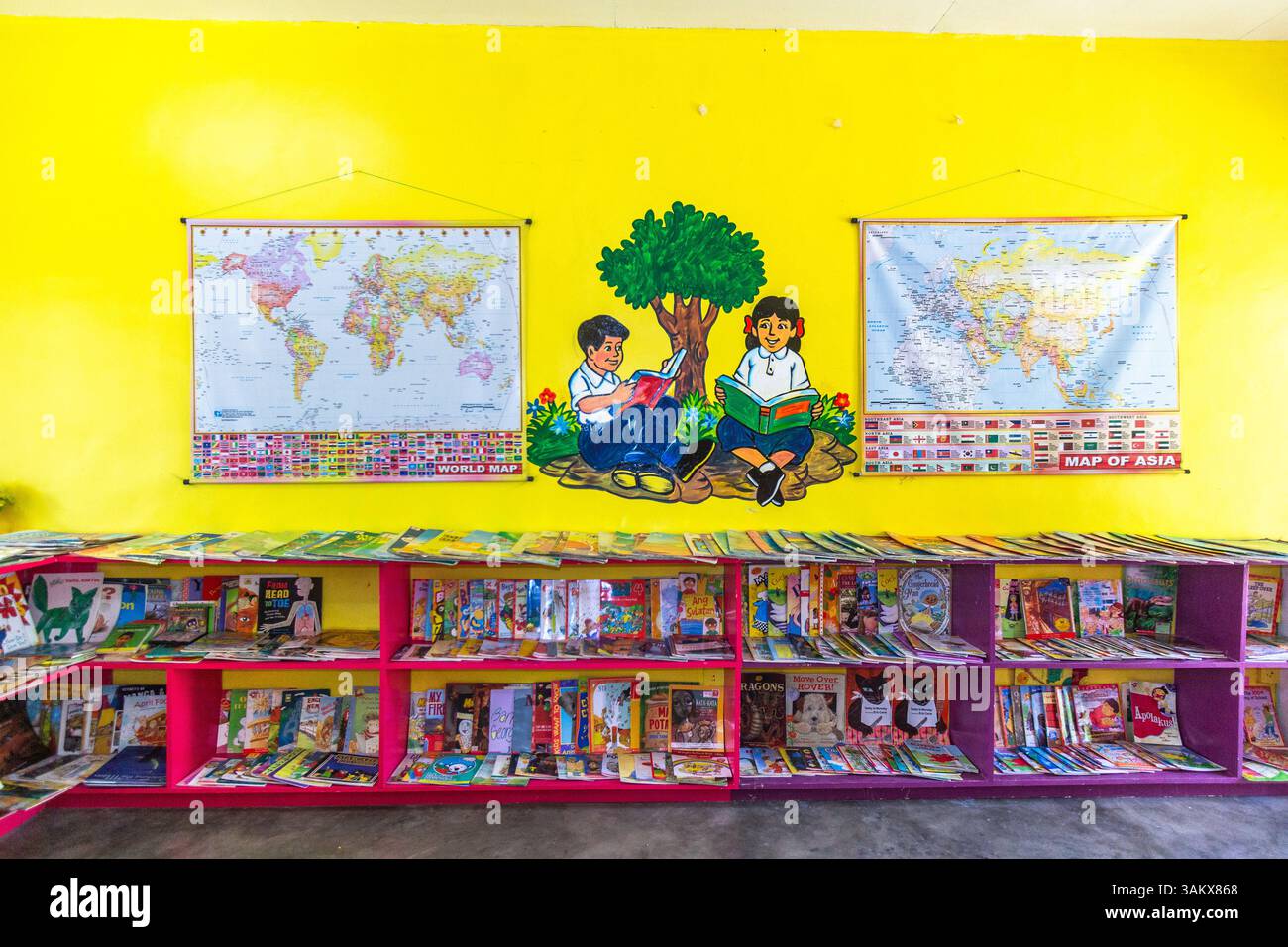 A public elementary school library in Batangas, Philippines, where students access books and ...