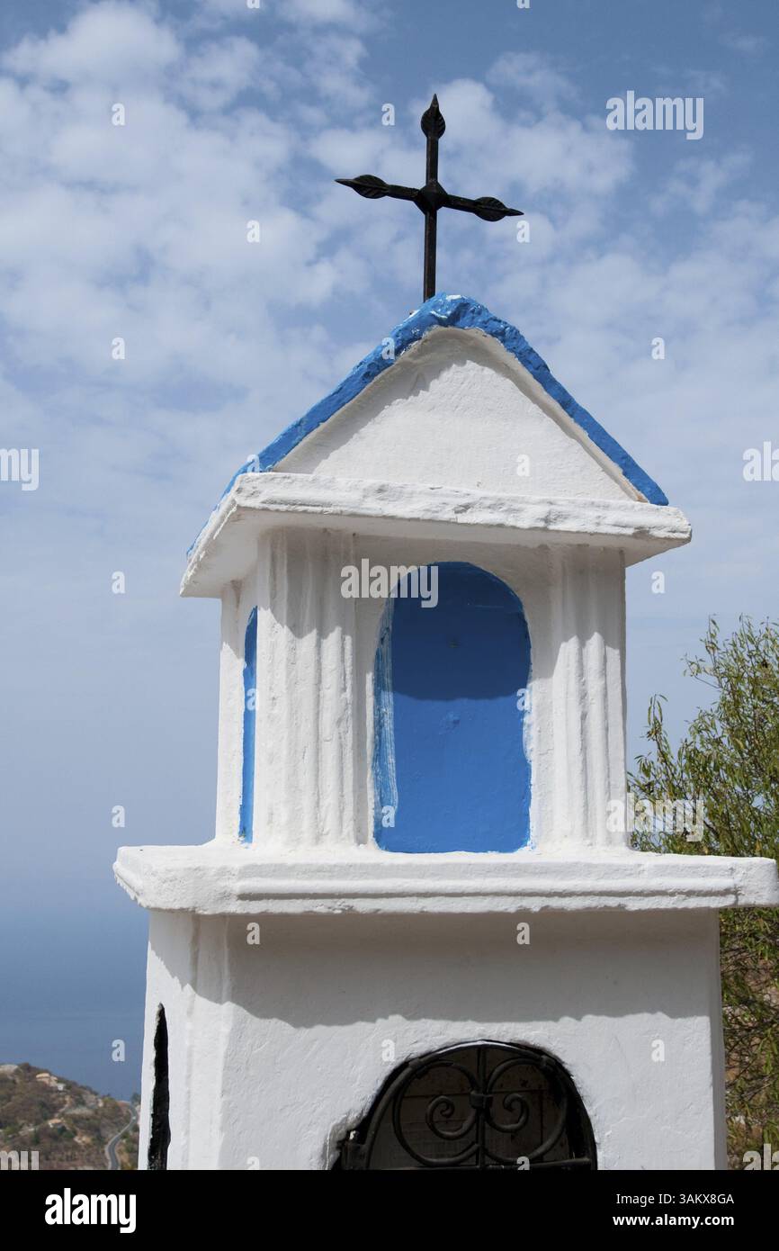 Religious Greek white memorial building near the road Stock Photo - Alamy