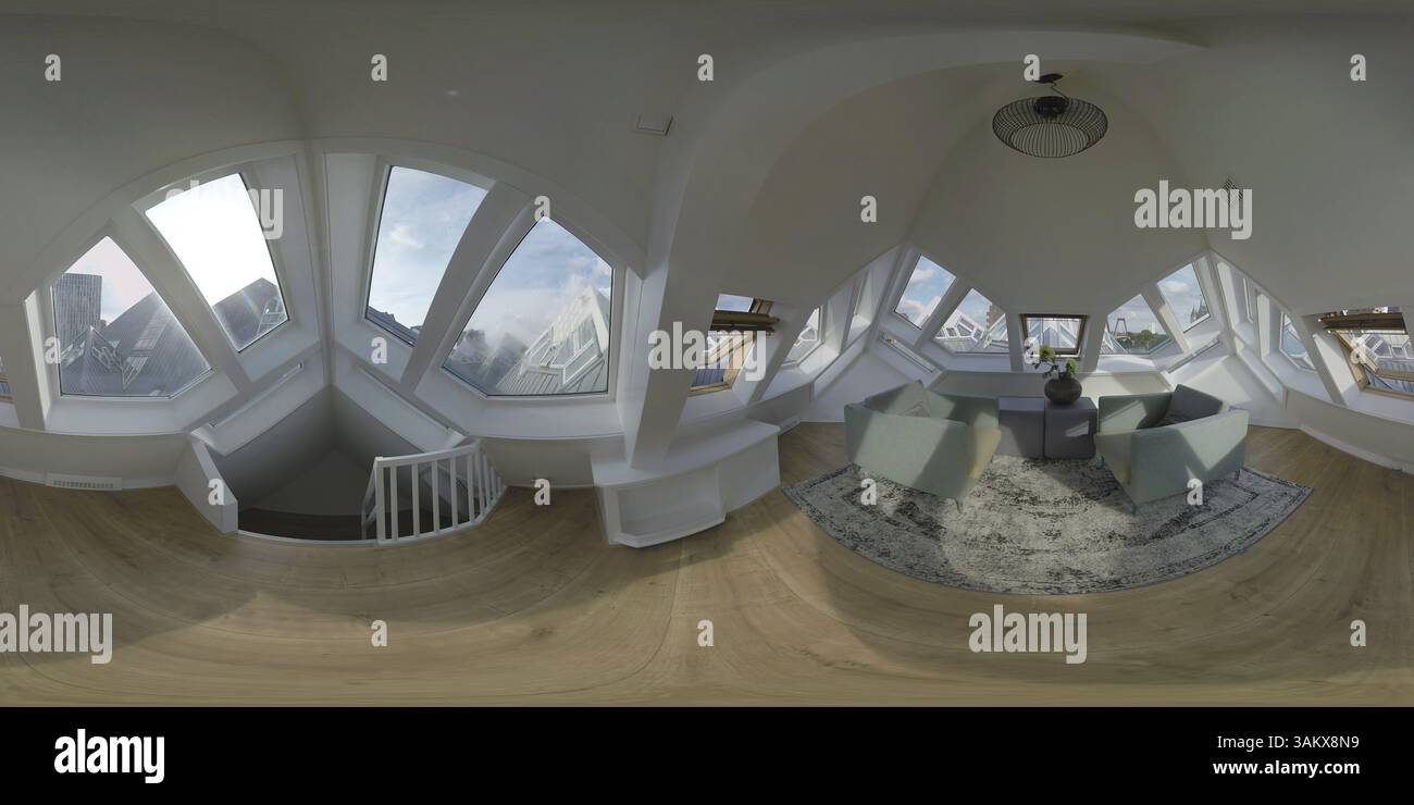 360 photo - Cube House view from inside. Upstairs room interior with ...