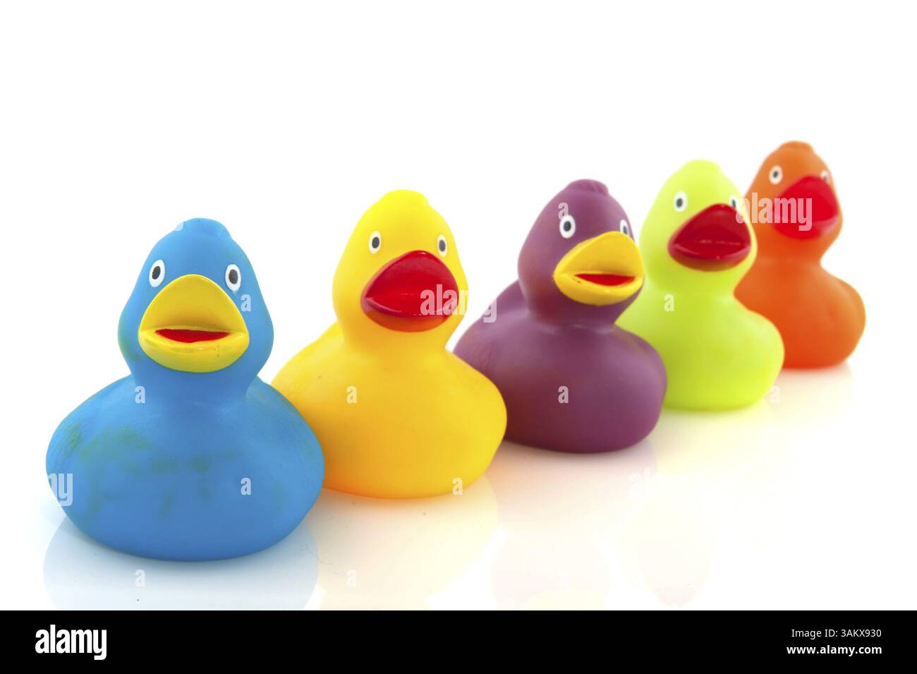 Colorful ducks in a row Stock Photo - Alamy