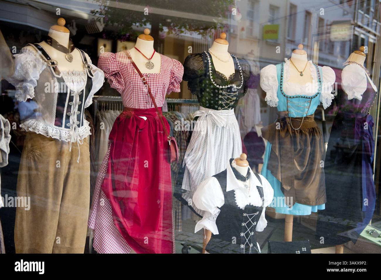 German shop window with typical traditional dresses Stock Photo - Alamy