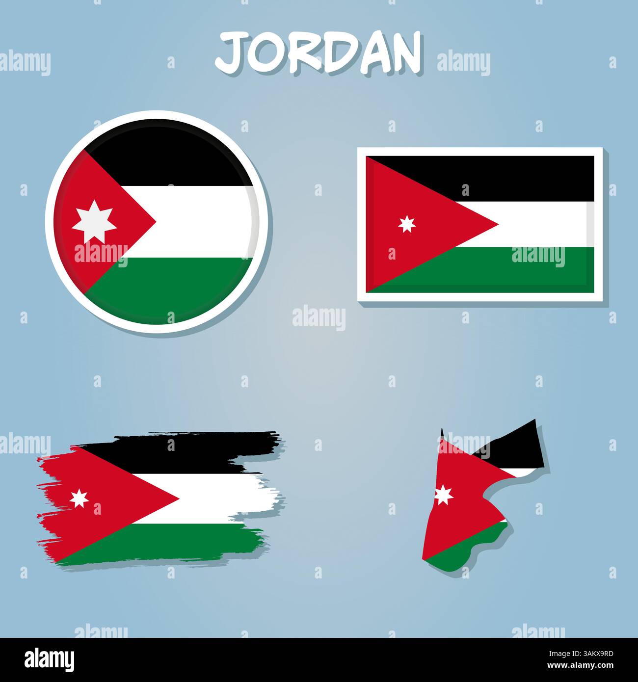 Map of Jordan with flag vector illustration Stock Vector Image & Art ...