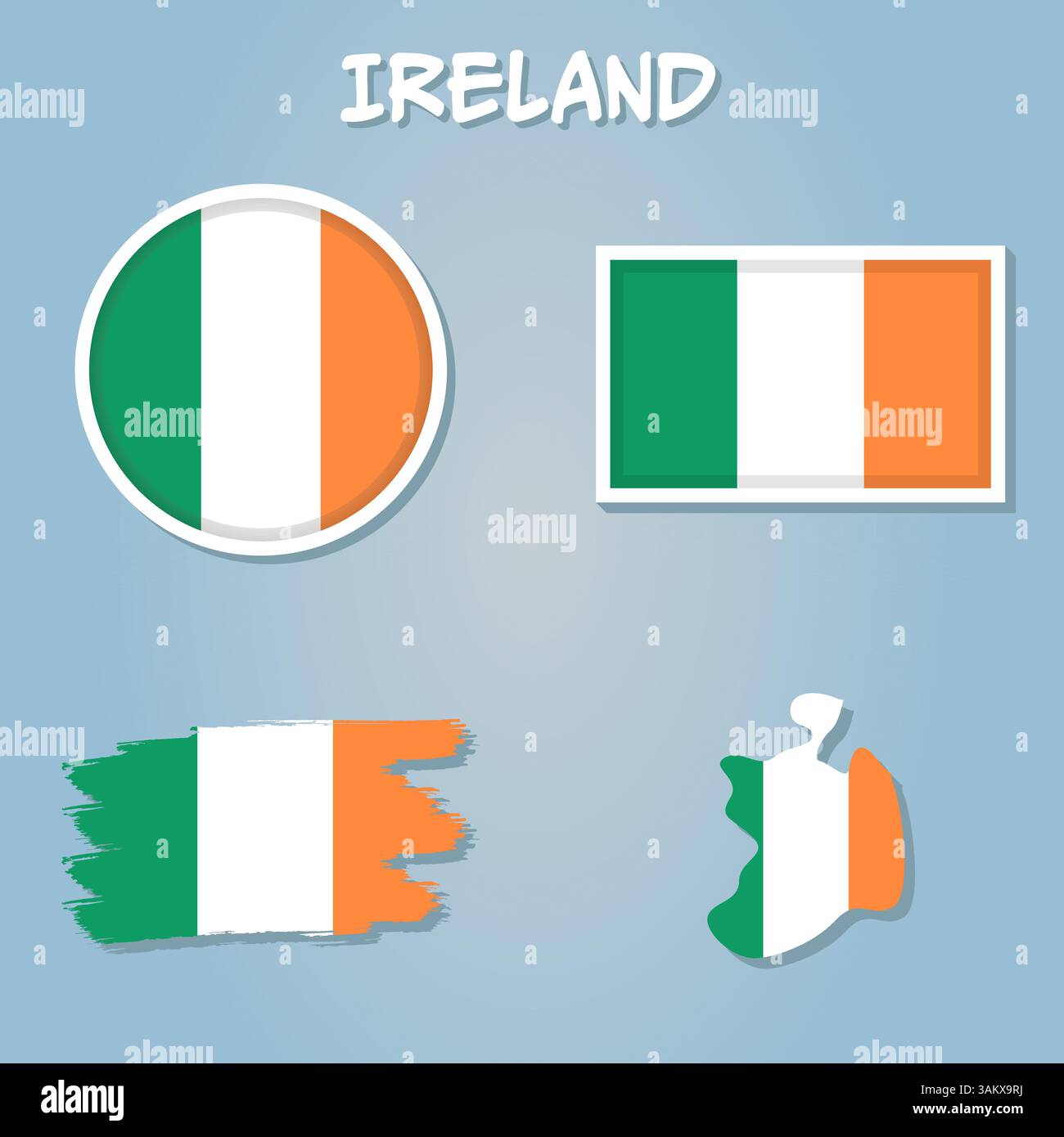 Map of Ireland with Flag. Hand Painted with Brush, vector Illustration ...