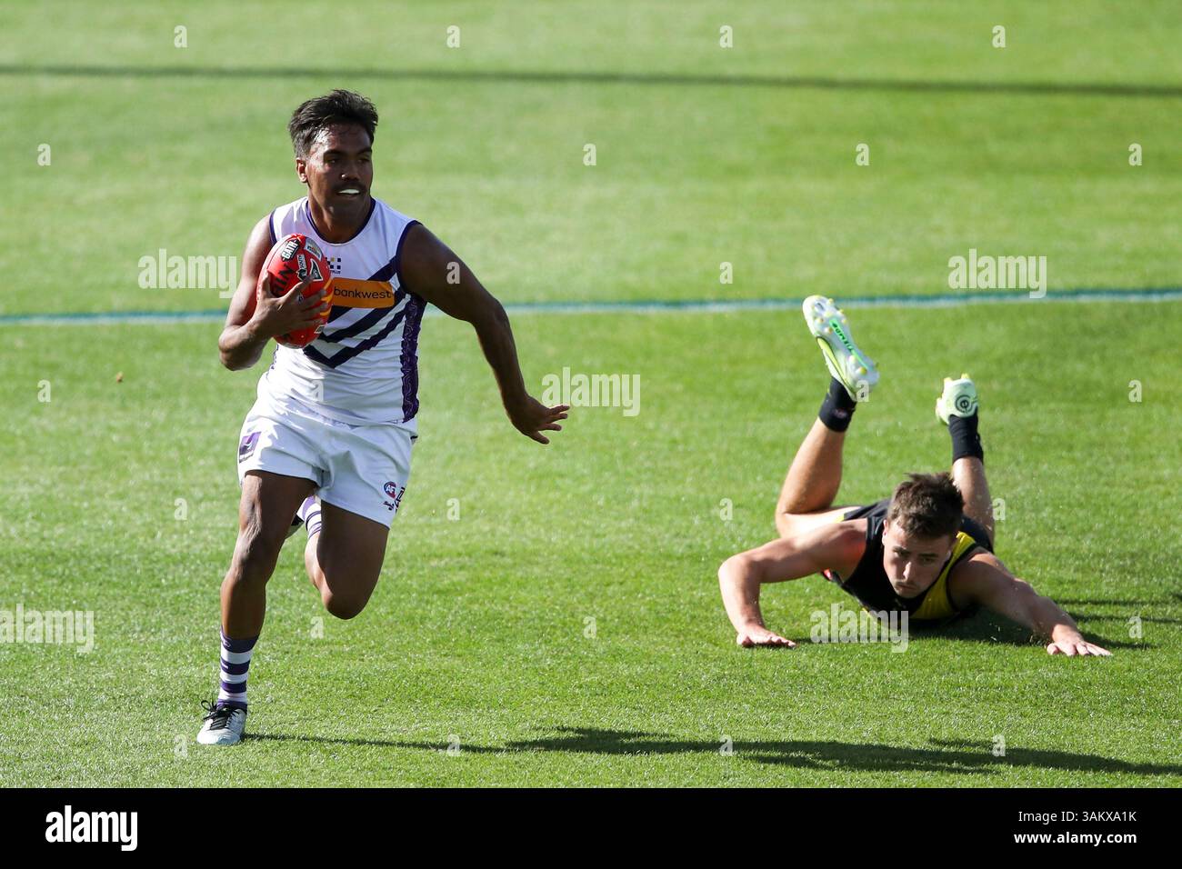 Barossa Valley, Australia. 13th Apr, 2025. Isaiah Dudley of the Dockers ...