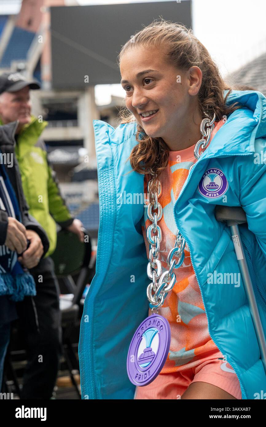 Orlando Pride forward Summer Yates (28) wears an Orlando Pride necklace ...