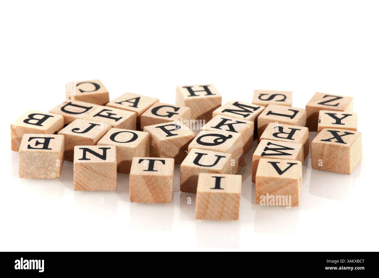 All letters from the alphabet mixed on wooden blocks Stock Photo - Alamy