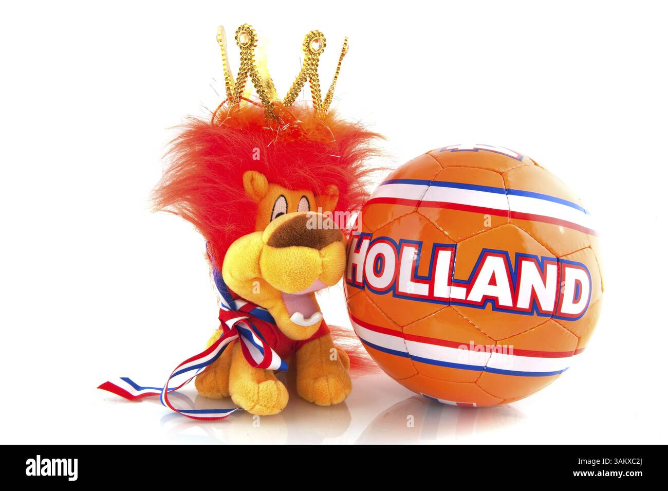 Dutch soccer ball and fan attributes isolated over white Stock Photo ...