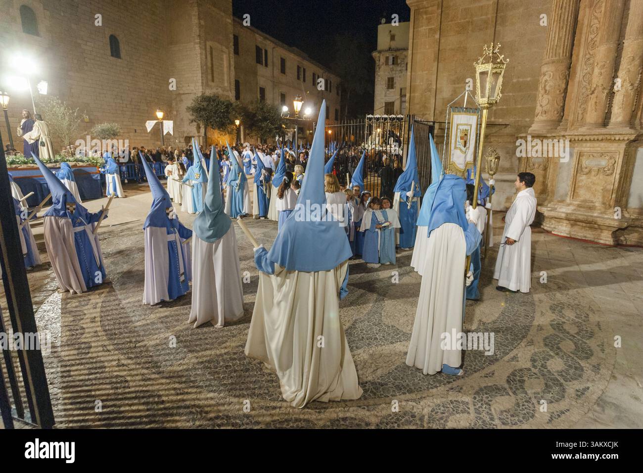 Holy week brotherhoods entering the cathedral, Holy Thursday procession ...