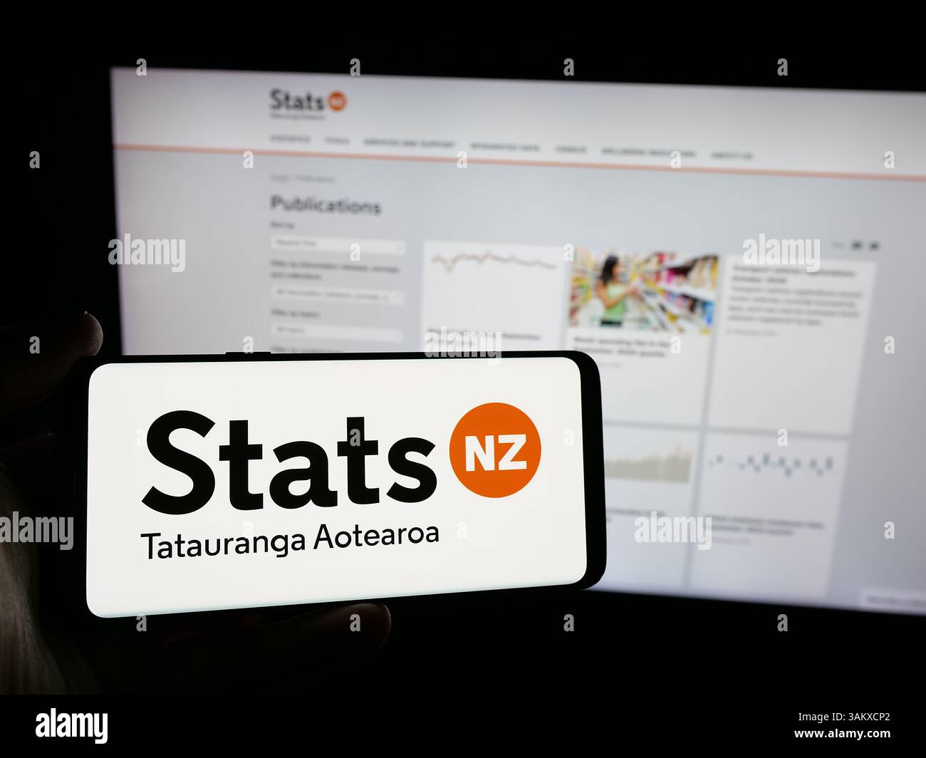 Stuttgart, Germany - 11-26-2024: Person holding smartphone with logo of agency Statistics New ...