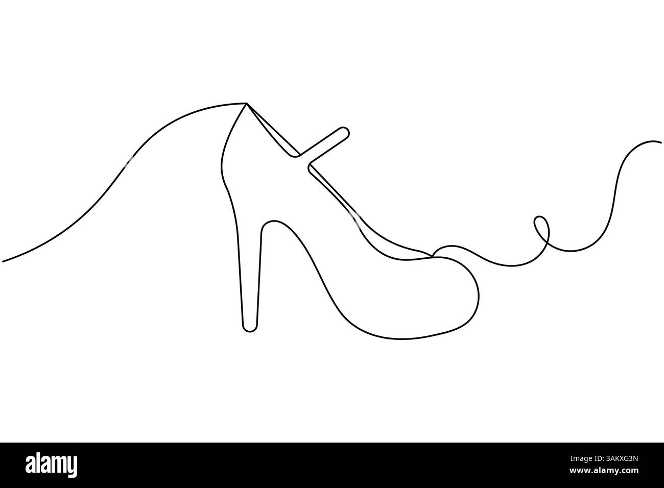Heel shoes continuous single line art and isolated outline vector hi ...