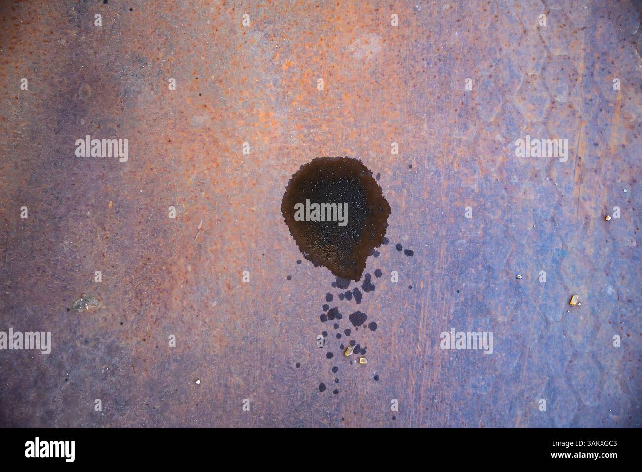 Oil Stain on Rusty Metal Surface, Industrial Background Stock Photo - Alamy