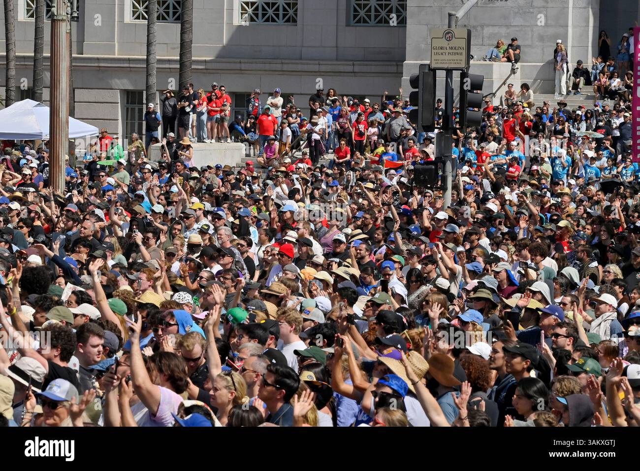 Los Angeles, United States. 12th Apr, 2025. A partial crowd of the ...