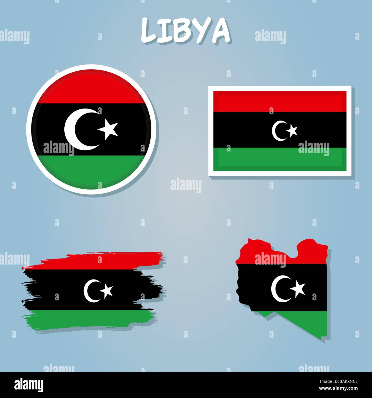 Maps of Libya, 3 dimensional with flag clipped inside borders,and ...