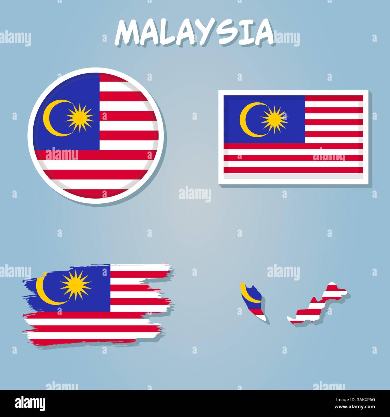 Vector map of Malaysia with the image of the national flag Stock Vector ...