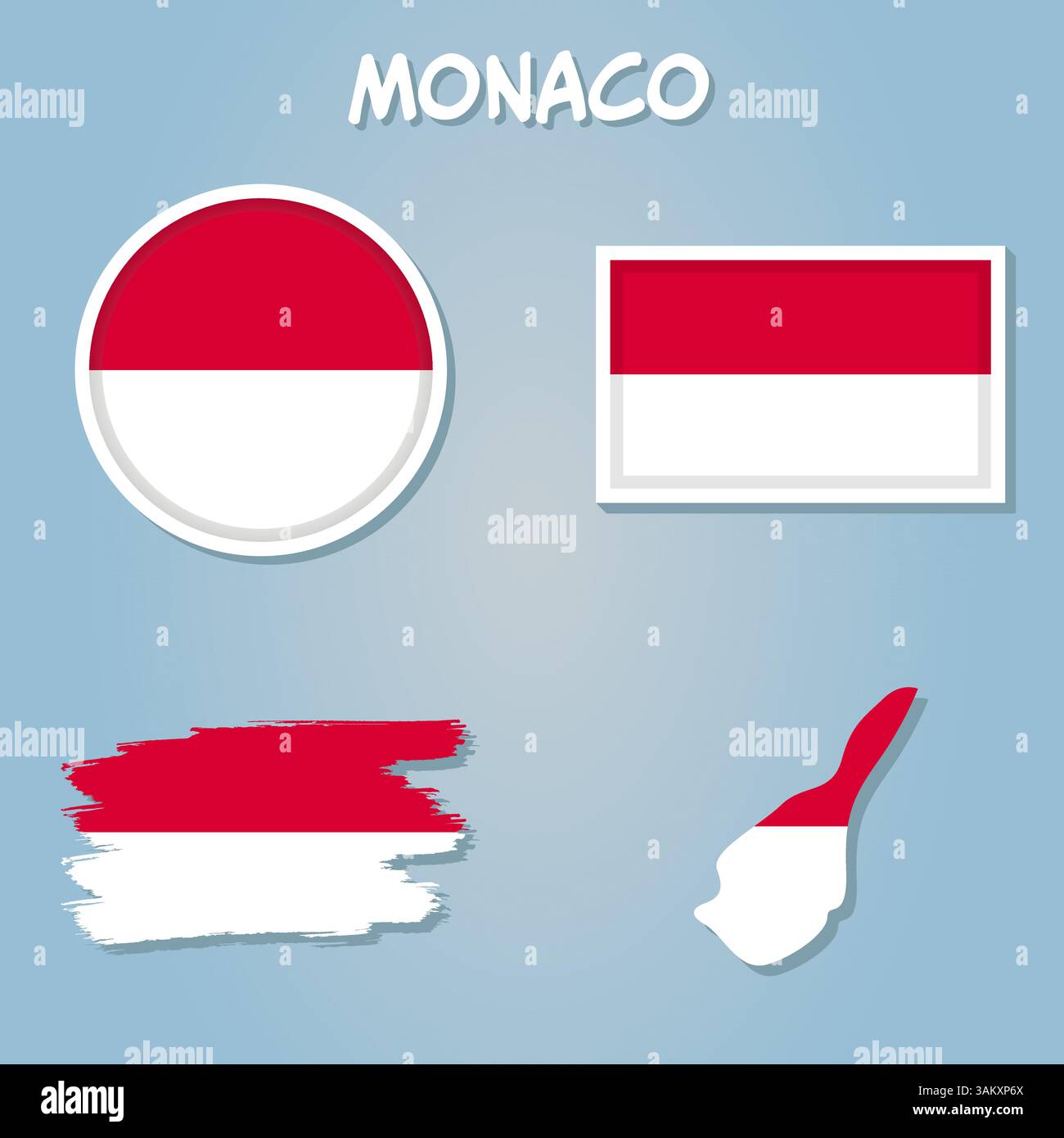 Map with flag of monaco with stroke and coat of arms vector editable ...