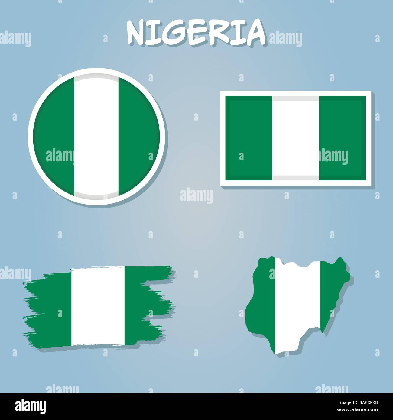 Nigeria map with waving flag of country, vector illustration Stock ...