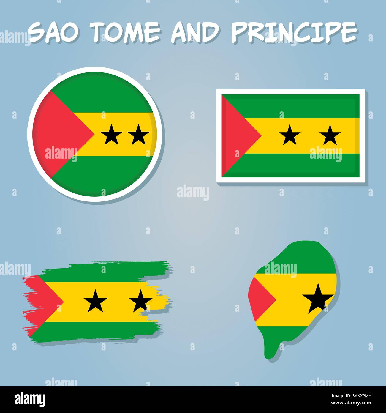 Map of Sao Tome and Principe with an official flag, llustration on ...