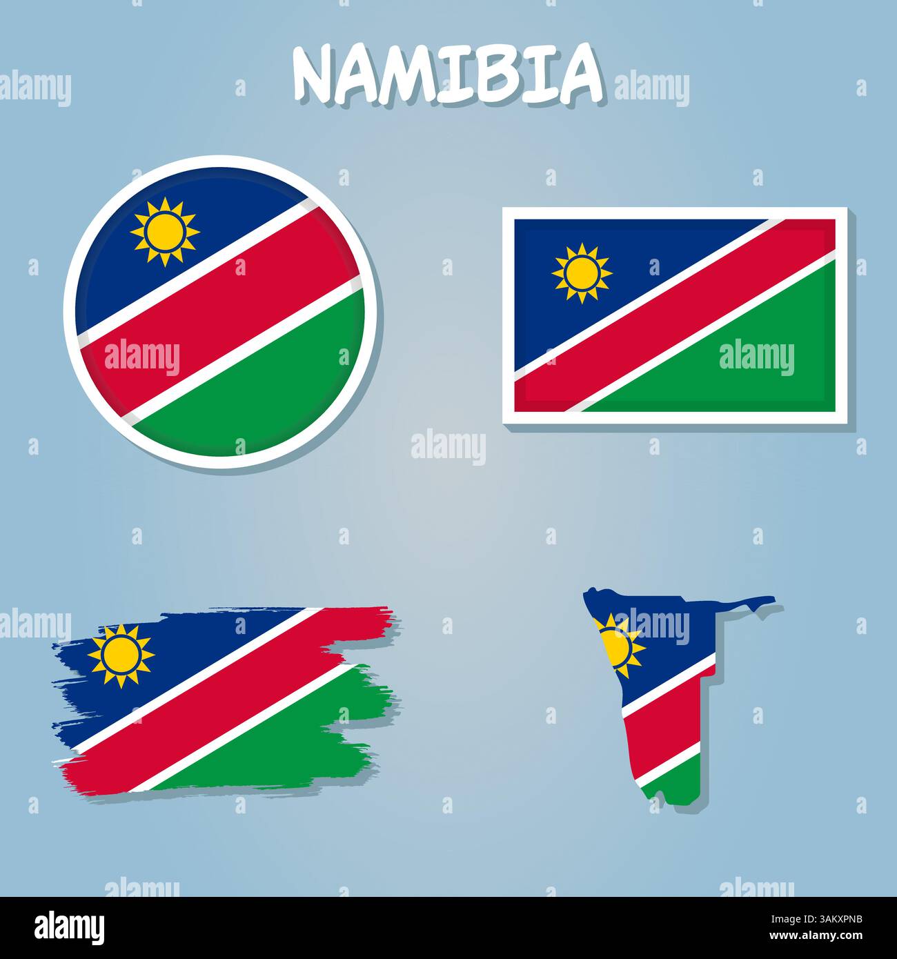 Namibia National Flag Map Design, Illustration Of Namibia Country Flag ...