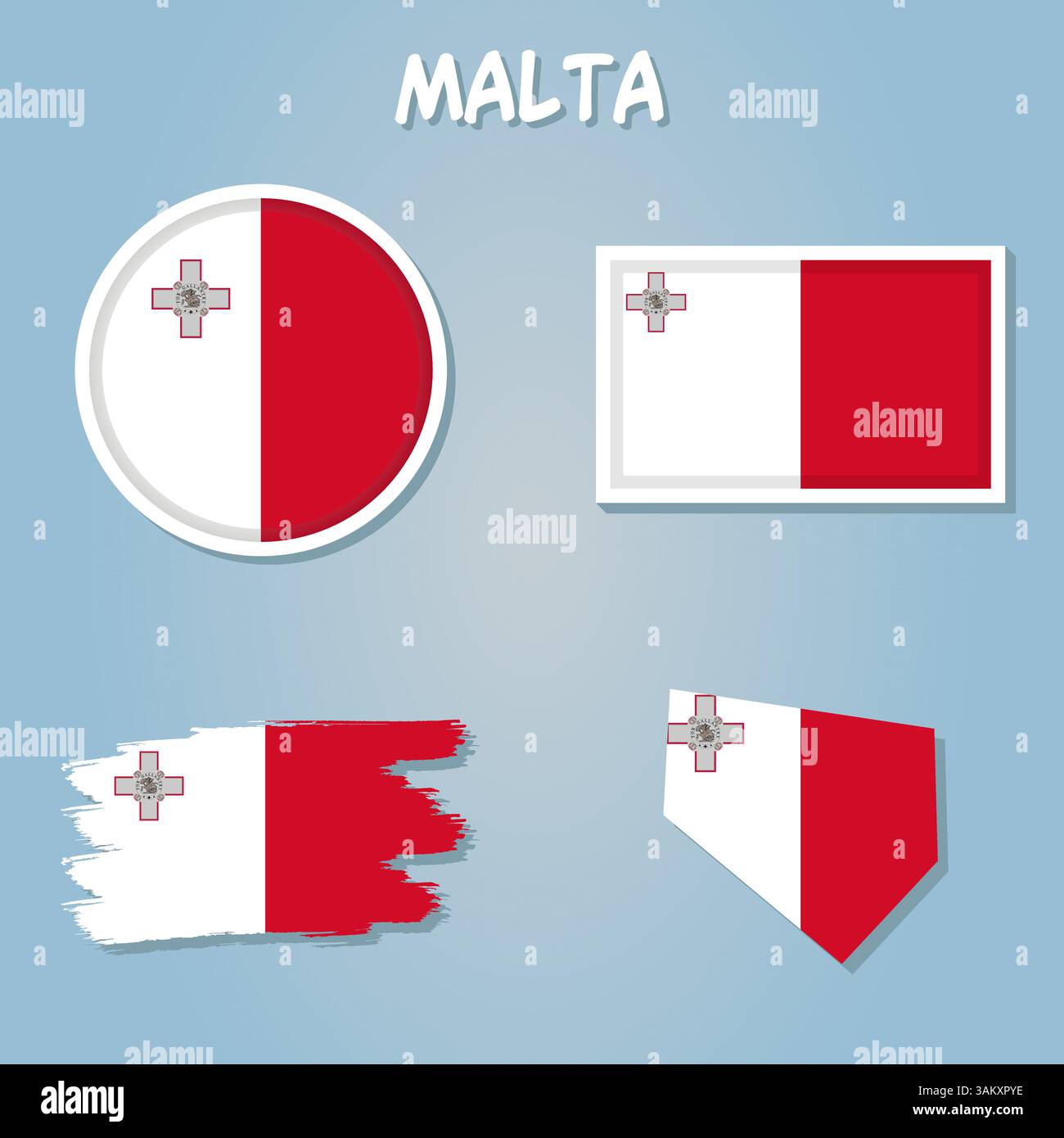 Malta Map Flag. Map of the Republic of Malta with the Maltese national ...