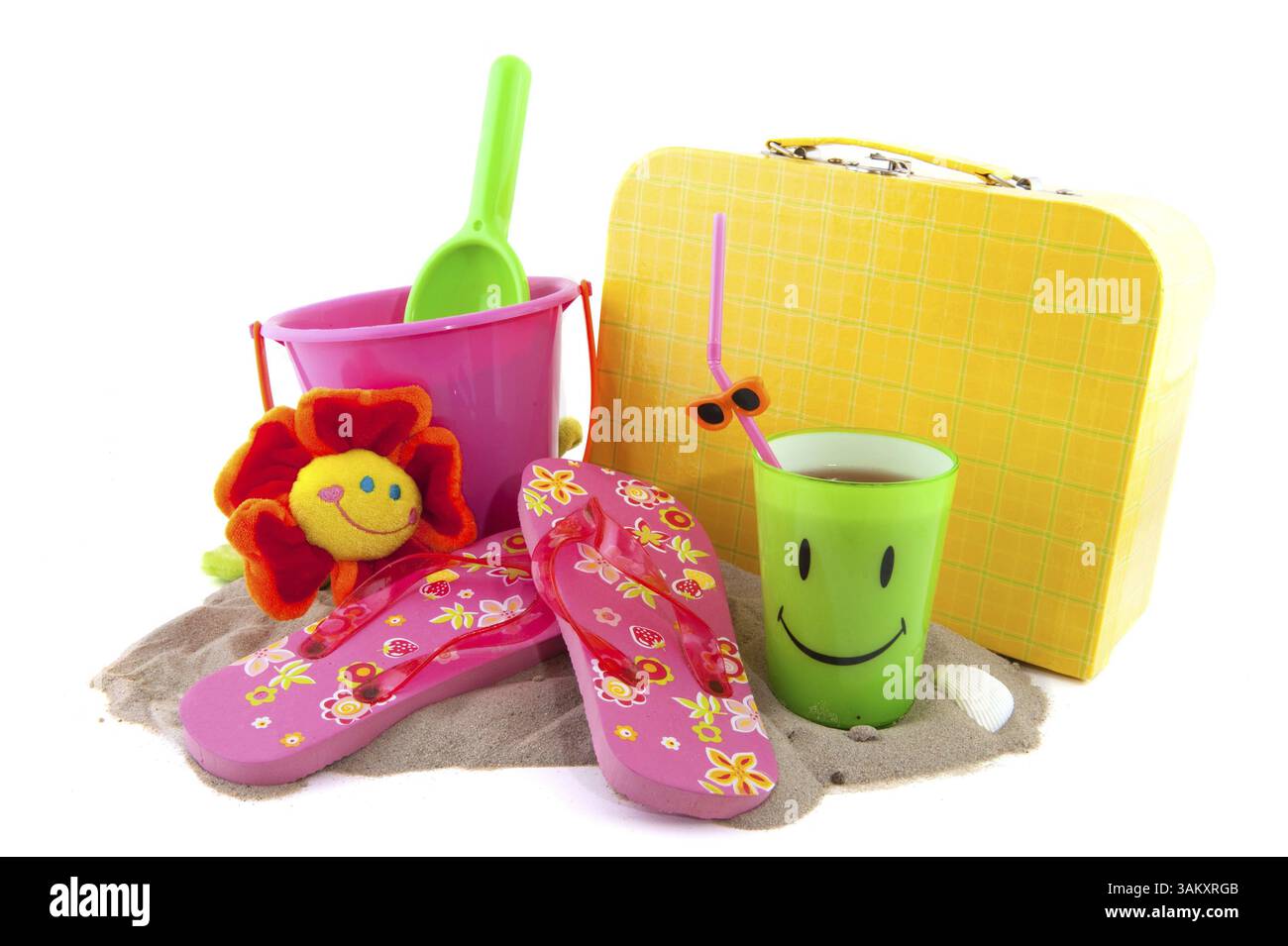 Summertime at the beach with leisure objects Stock Photo - Alamy