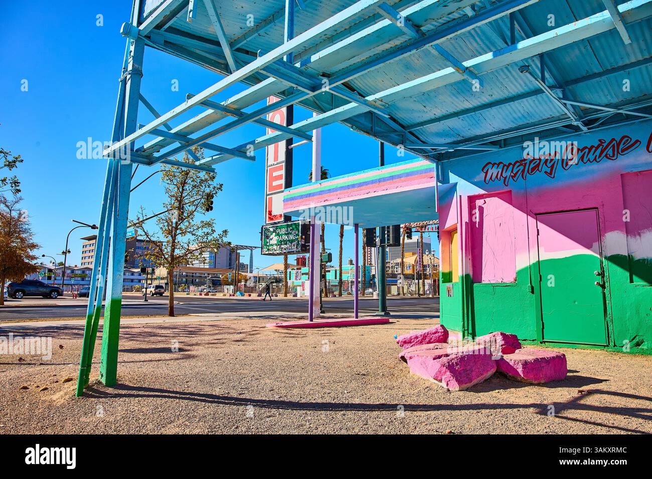 Colorful Motel Facade in Las Vegas Urban Scene Eye-Level View Stock ...