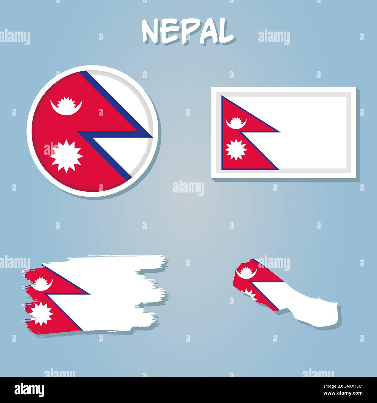 Nepal flag inside the Nepalese map borders vector illustration Stock ...