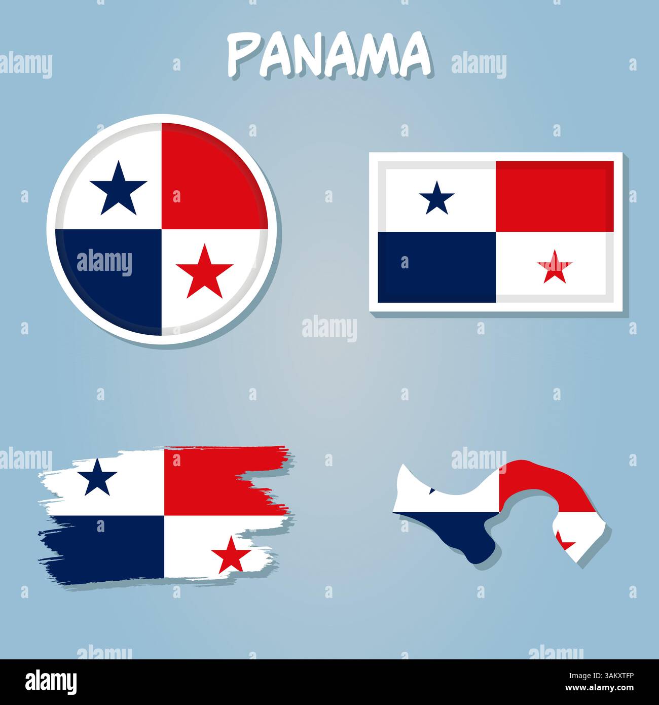 Flag and map of the Panama overlaid on detailed outline map isolated on ...