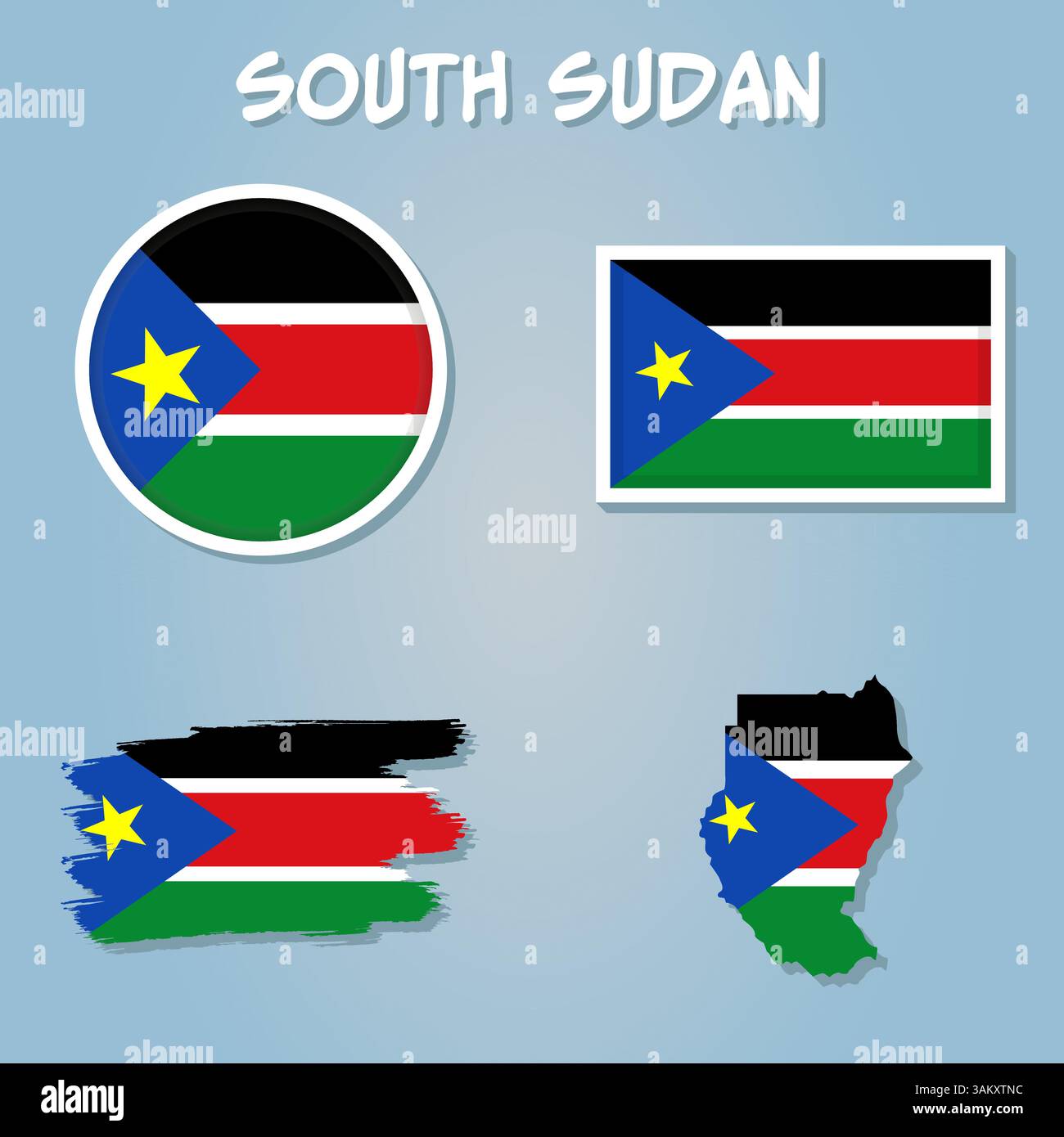 South Sudan National Flag Map Design, Illustration Of South Sudan ...