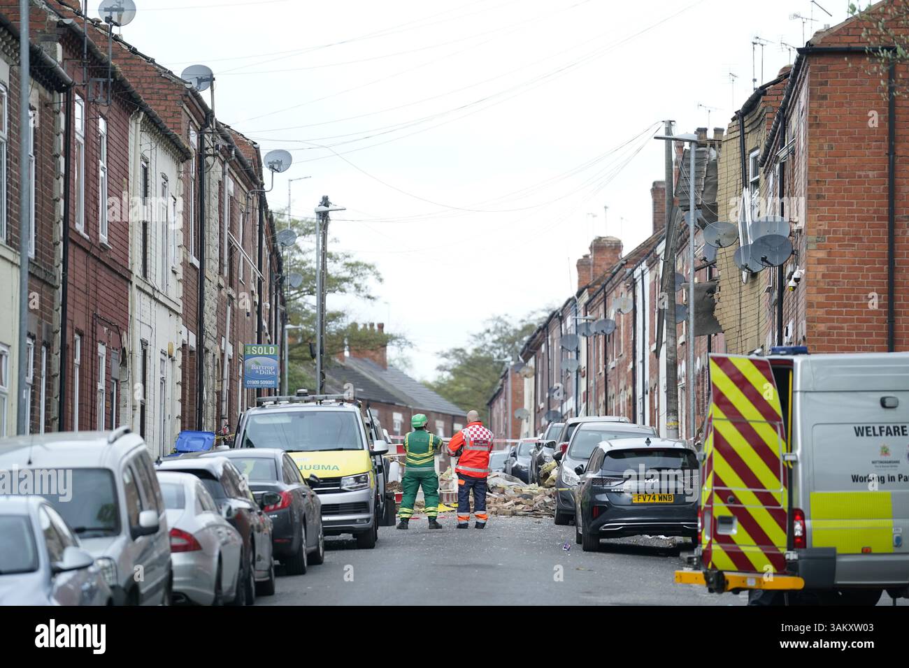 Emergency services at the scene on John Street in Worksop, after a ...