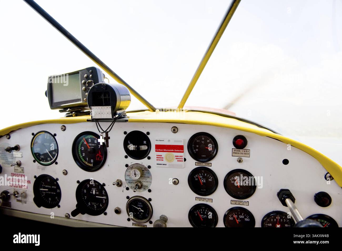 Cockpit from a little water aero plane Stock Photo - Alamy