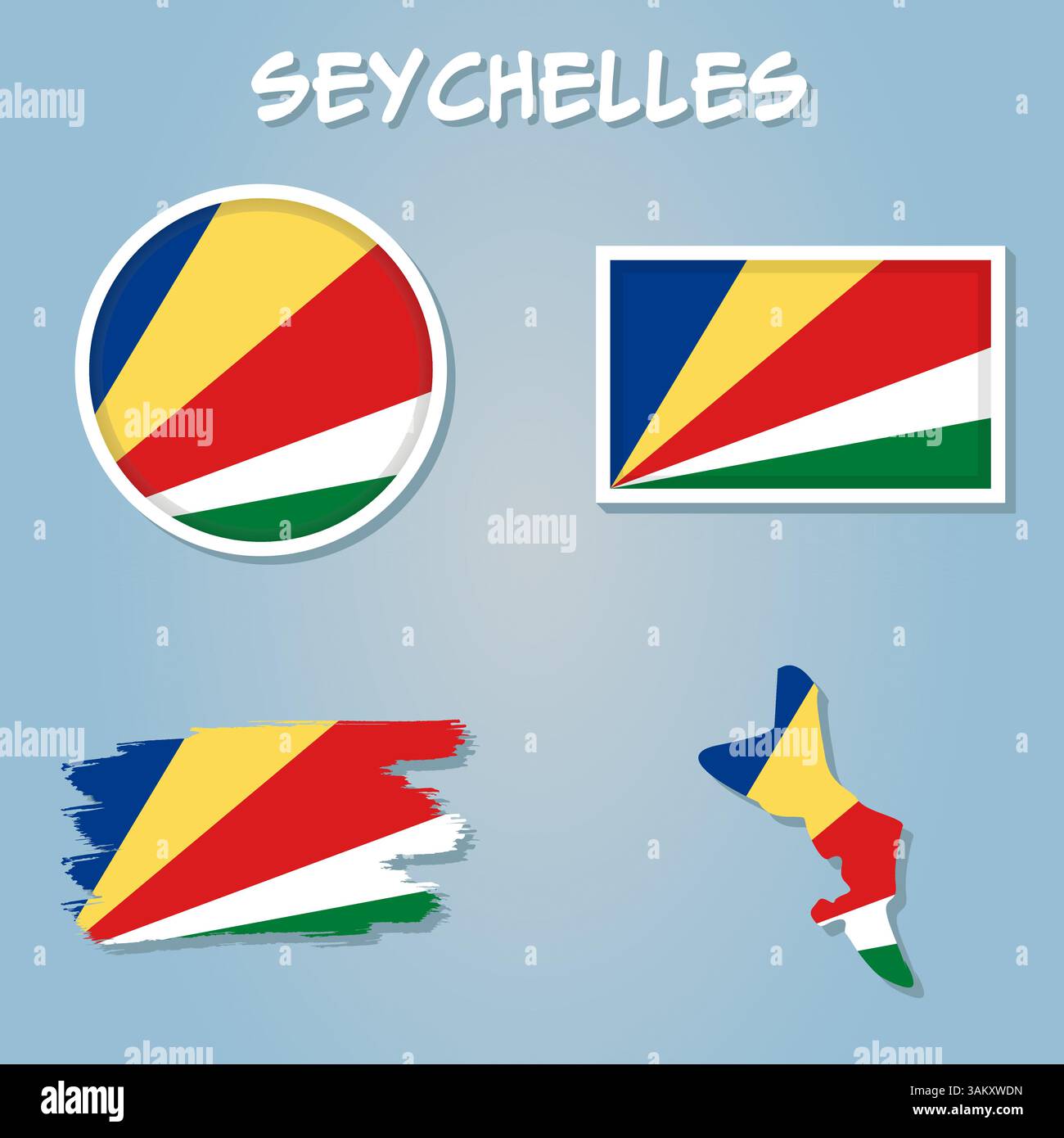 Seychelles map on a world map with flag and map pointer Stock Vector Image & Art - Alamy