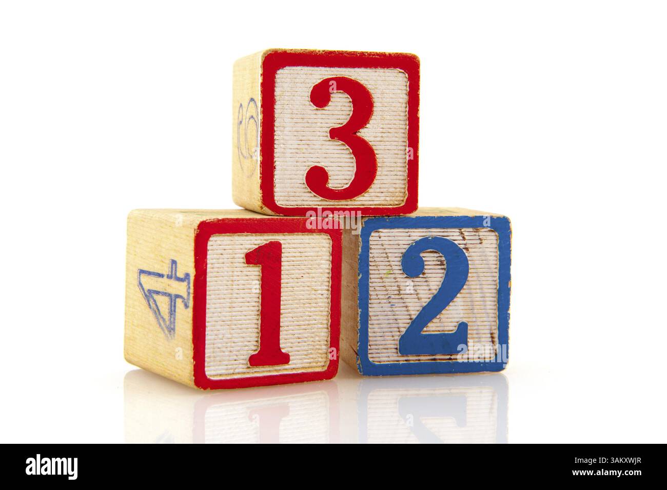 Old educational blocks with one two three Stock Photo - Alamy