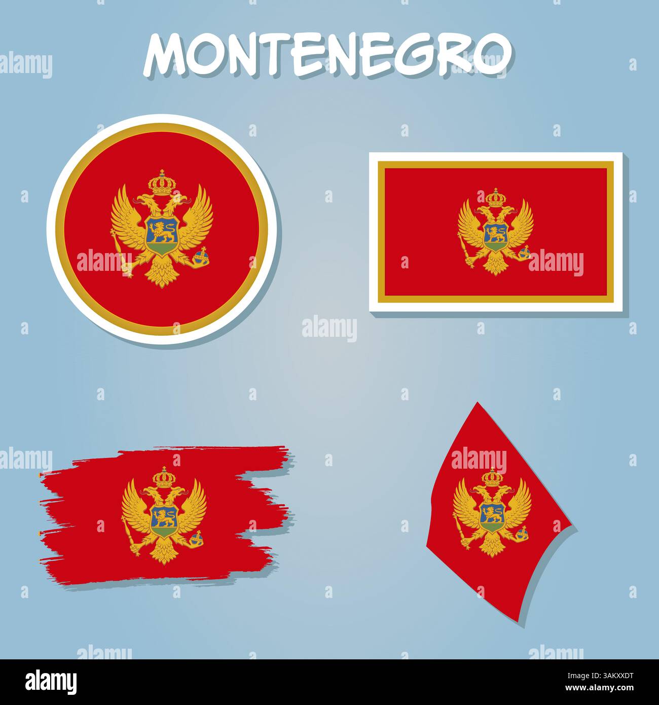 Montenegro vector map silhouette illustration isolated on blue ...