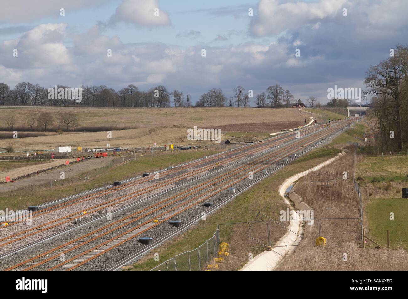 The newly constructed East West Rail line near Steeple Claydon in ...