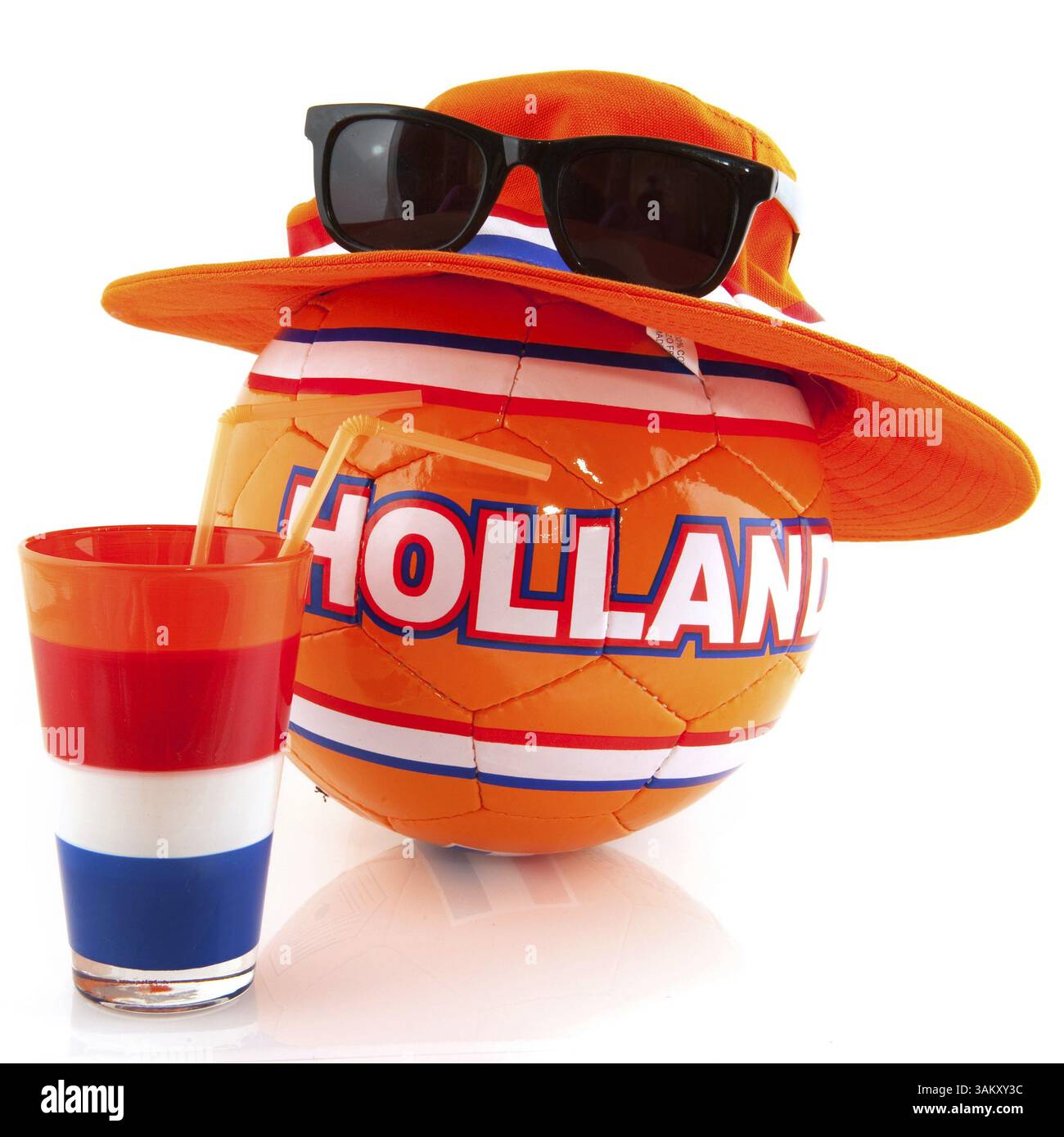 Dressed Dutch soccer ball in the colors of the flag with orange Stock ...
