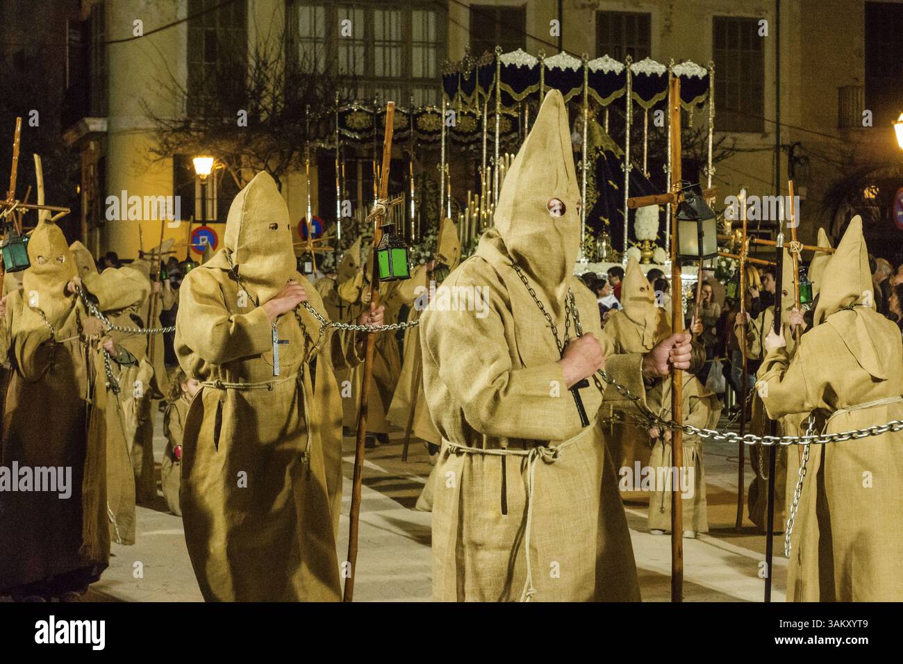Holy week brotherhoods entering the cathedral, Holy Thursday procession ...