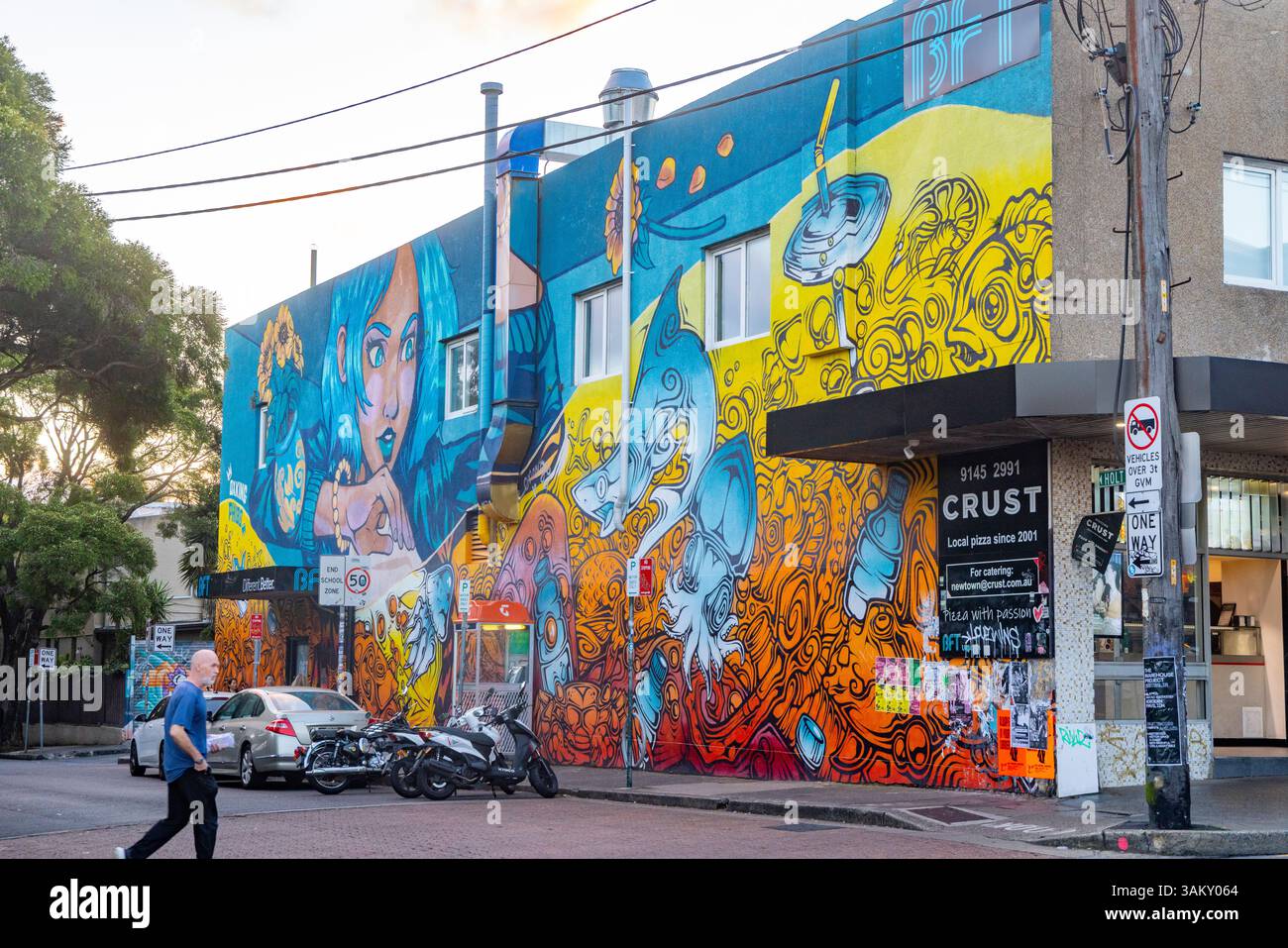 Street art in Newtown, large wall mural artwork on King street, Sydney ...
