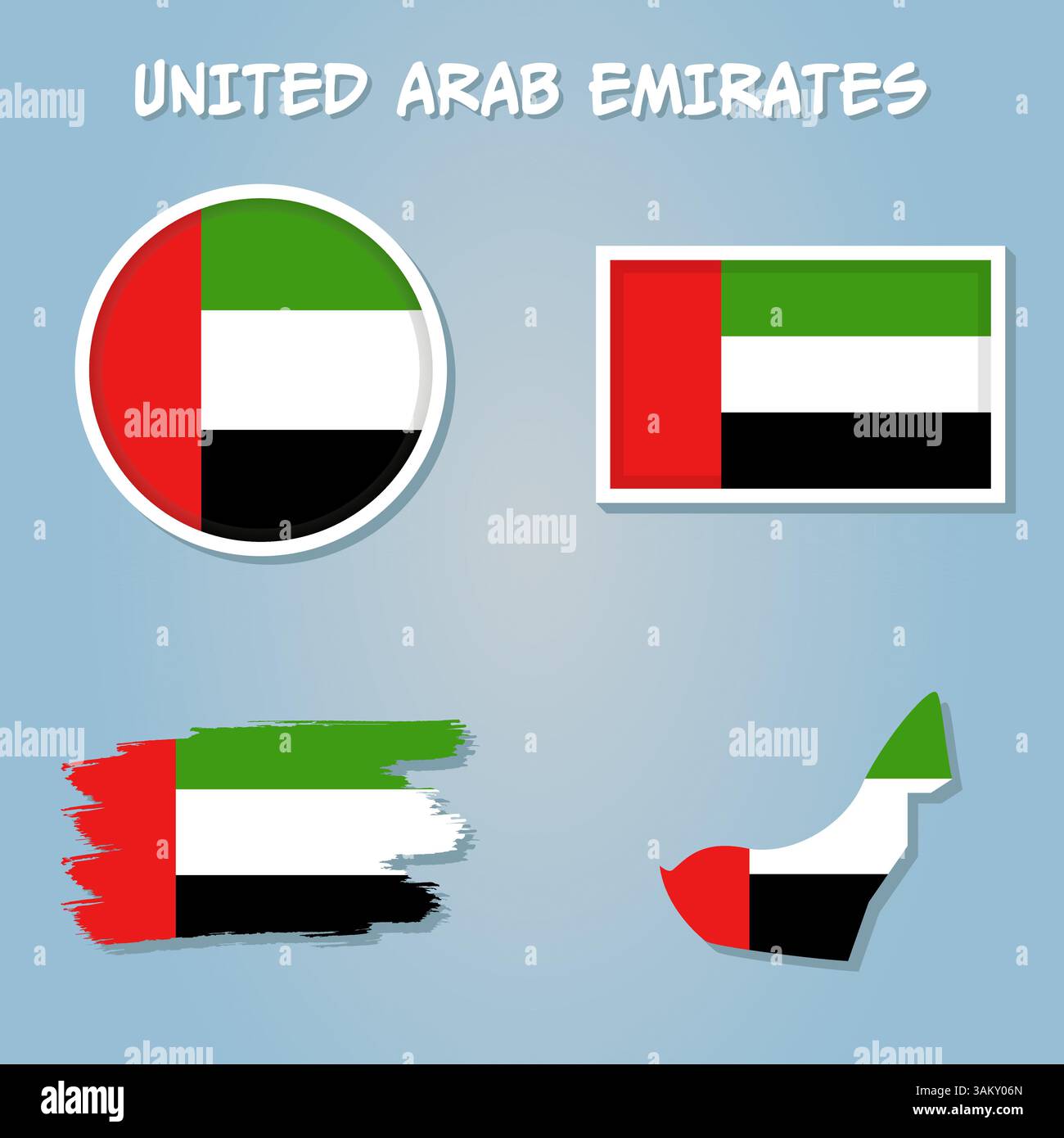United Arab Emirates highly detailed political map with national flag ...